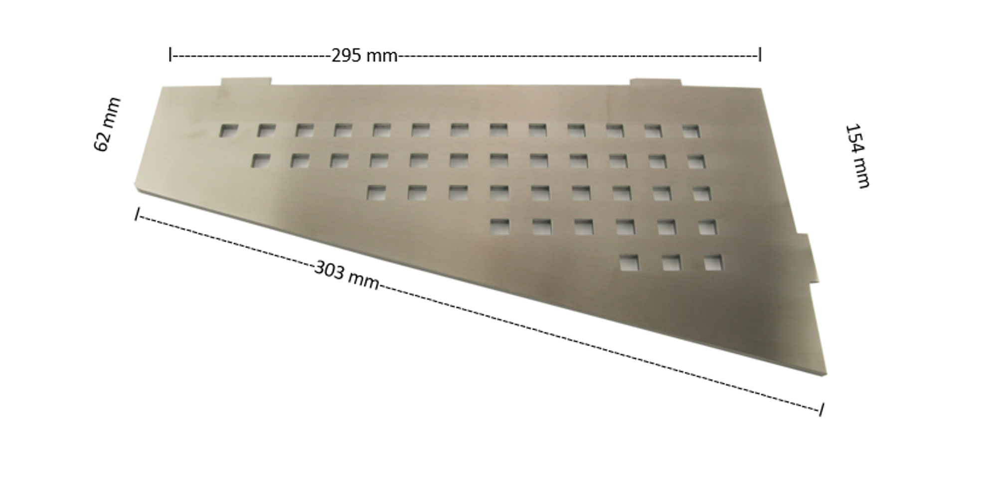 Nordic Tools. NT designhylle firkant hjørne avlang børstet stål 4mm